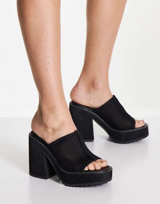 Topshop - Margot - Mules en tulle à talon haut - Noir | ASOS