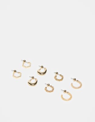Topshop Molly hoop earring multipack in gold tone | ASOS