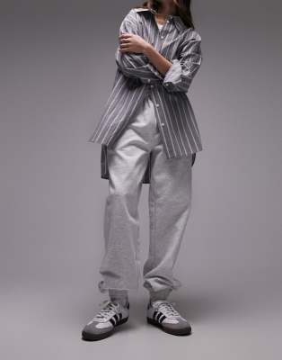 Topshop oversized cuffed trackies in grey marl | ASOS