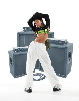 Topshop oversized parachute toggle cargo pants in ecru | ASOS