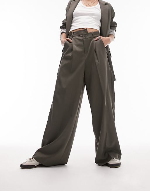 Topshop - Pantalon ample d'ensemble asymétrique - Gris foncé délavé | ASOS Topshop - Pantalon ample d'ensemble asymétrique - Gris foncé délavé | ASOS
