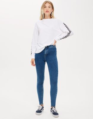 Topshop Petite Joni jeans in mid wash | ASOS