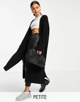 Topshop Petite Knitted Maxi Cardi In Black | ModeSens