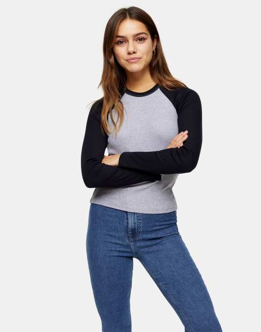 Baseball Tees For Women Grey