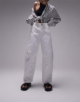 Topshop Petite - Pantalon ample avec languette à l'arrière - Blanc | ASOS