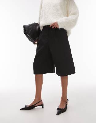 Topshop pinstripe awkward length short in black | ASOS