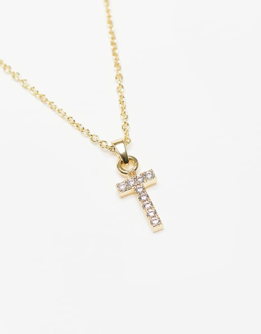 Topshop premium neck chain and diamante T initial charm | ASOS