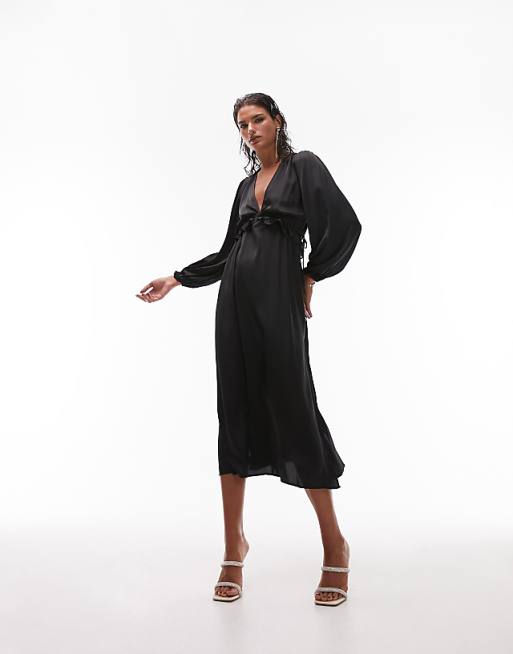 Topshop – Riviera – Midikleid aus schwarzem Satin | ASOS Topshop – Riviera – Midikleid aus schwarzem Satin | ASOS