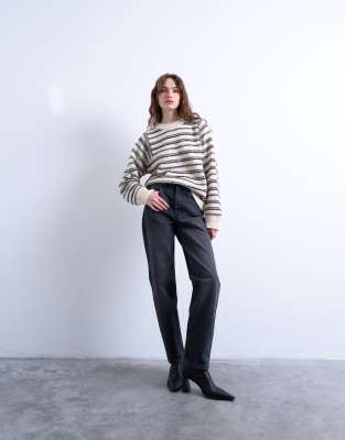 Topshop Runway mid rise straight jean in washed black | ASOS