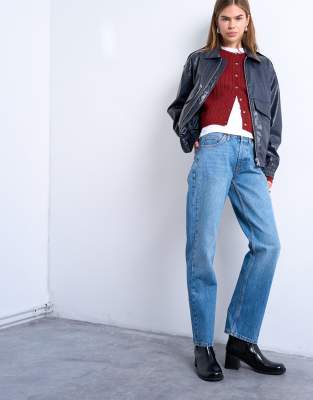 Runway mid rise straight jeans in vintage blue | Topshop