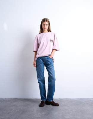 Runway straight mid rise jean in dark blue | Topshop