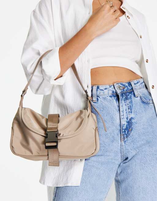 Topshop Sac Porté épaule En Nylon Avec Boucle Taupe Asos