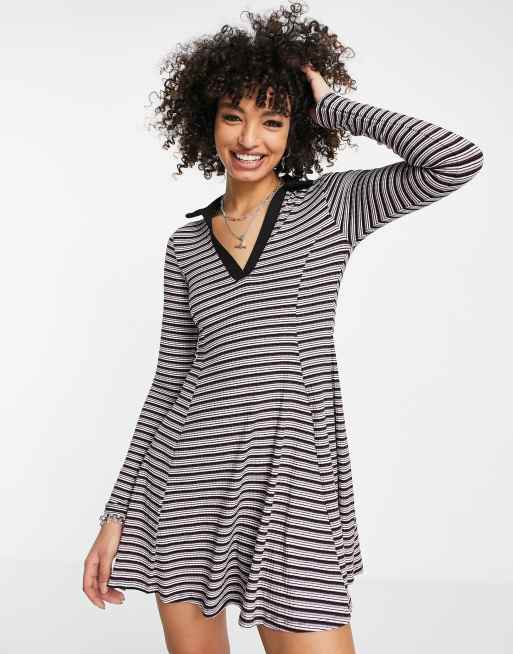Topshop Schwingendes Minikleid Mit Streifen In Mehreren Farben Und