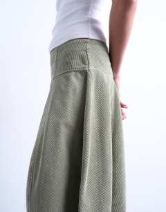 Seamed barrel maxi skirt in sage cord | Topshop