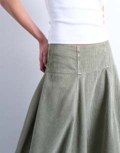 Seamed barrel maxi skirt in sage cord | Topshop