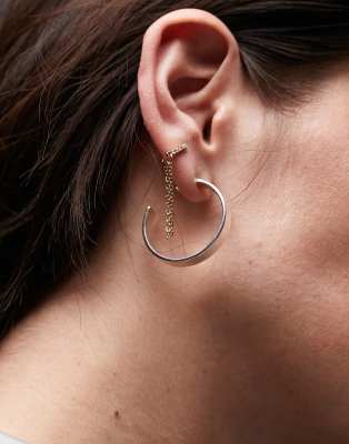 Topshop silver plated flat edge hoops | ASOS