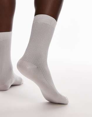 Topshop slinky ribbed socks in white | ASOS