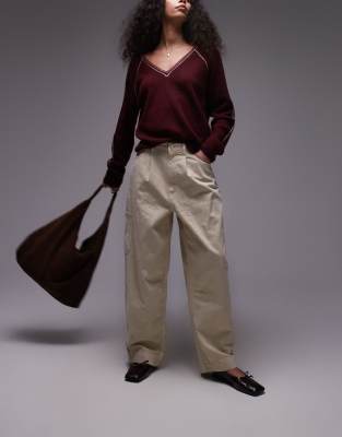 Topshop smart cargo pants in beige | ASOS