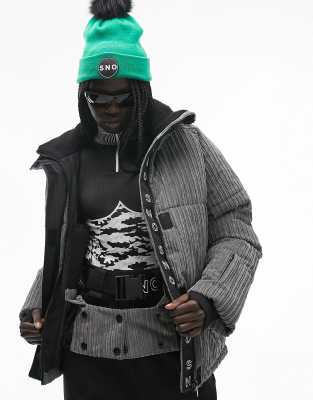 Topshop Sno funnel neck puffer ski jacket in gray cord | ASOS
