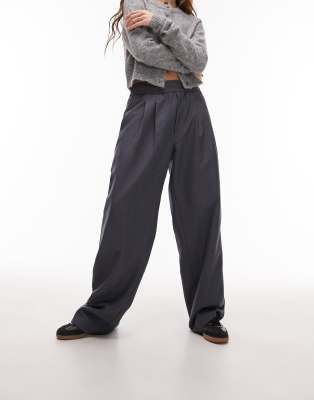 Topshop straight leg smart trackies in blue | ASOS