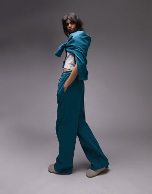 Topshop straight leg trackies in teal (part of a set) | ASOS