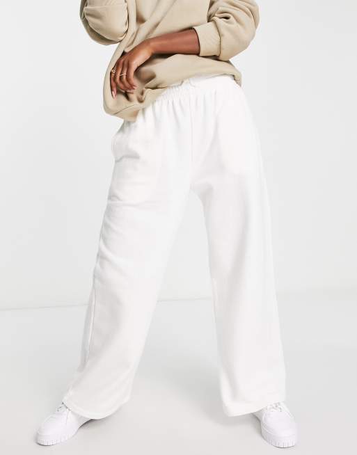 Topshop super wide leg trackies in white | ASOS