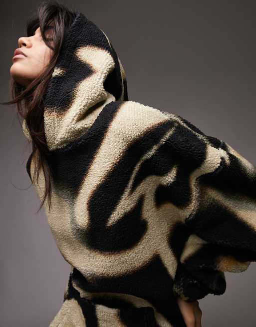 Topshop Sweat à Capuche Oversize En Imitation Peau De Mouton Imprimée