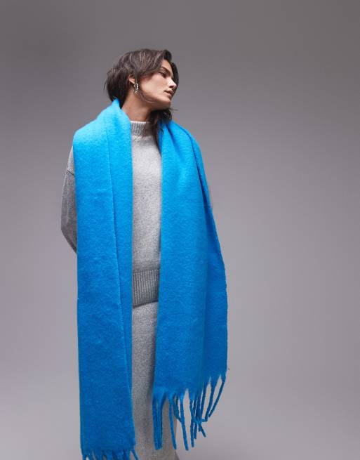 Topshop Sydney blanket scarf in bright blue | ASOS
