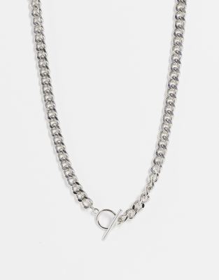 Topshop t-bar chunky lariat necklace in silver | ASOS