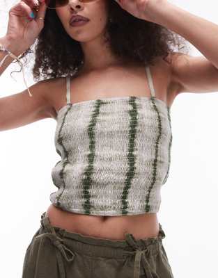 Topshop - Top bandeau à fronces effet tie-dye - Vert | ASOS