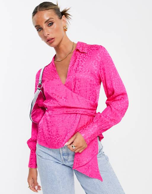 Topshop - Top cache-cœur en jacquard - Rose vif | ASOS