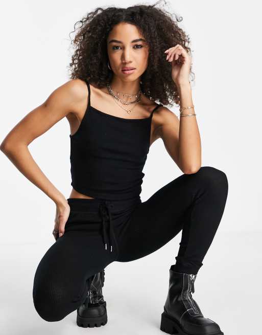 Topshop Trägertop Und Jogginghose Im Set In Schwarz Asos