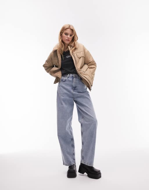 Topshop trucker jacket in sand | ASOS