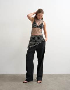 Tunic dress with heavy embellishment in gun metal | Topshop