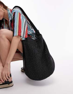 Topshop - Tyler - Sac seau en paille - Noir | ASOS
