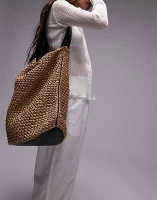 Topshop Tyler straw bucket bag in natural | ASOS