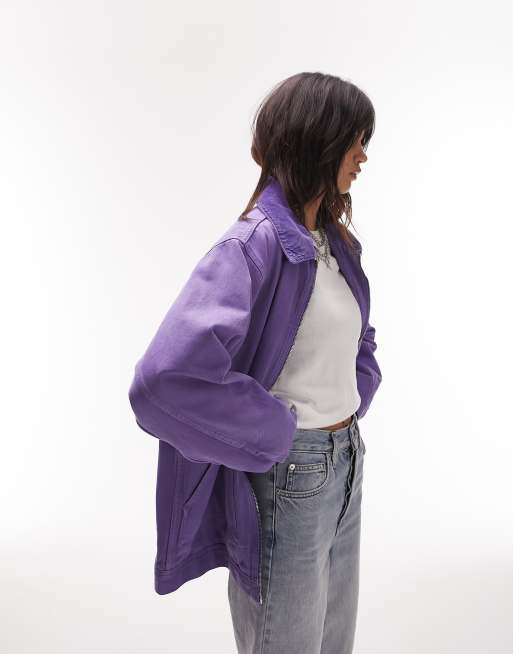 Topshop - Veste zippée oversize - Violet | ASOS