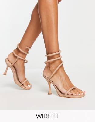 Topshop Wide Fit Relay Ankle Wrap Sandal In Natural-neutral | ModeSens