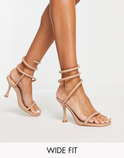 Topshop Wide fit Relay ankle wrap sandals in natural | ASOS