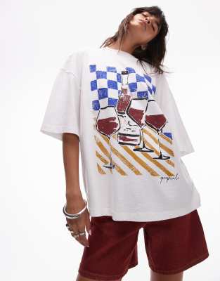 Topshop x Grace Percival oversized graphic t-shirt in white | ASOS