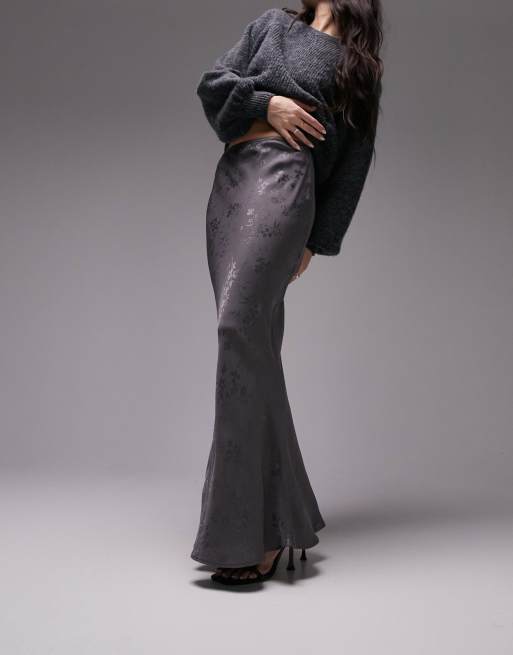 Tosphop - Jupe longue en jacquard - Anthracite | ASOS