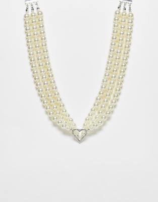 True Decadence - Collier triple-rangs orné de perles avec pendentif ...