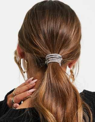 True Decadence Exclusive Diamante Ponytail Hair Wrap In Silver | ModeSens