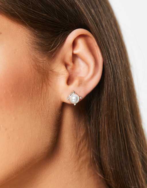 True Decadence pearl stud earrings in silver | ASOS