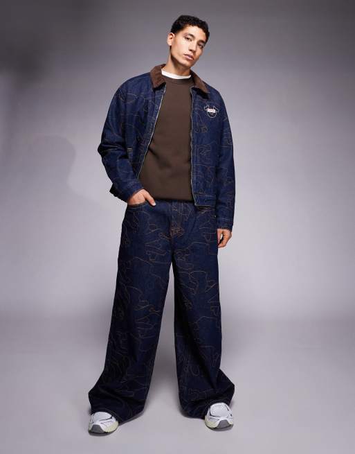 True Religion Mikey super baggy flap pocket embroidered jeans in dark ...