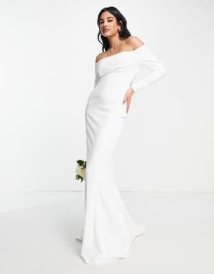 True Violet Bridal off shoulder maxi dress in ivory | ASOS