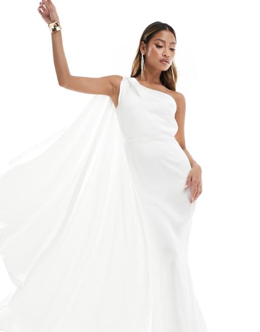 True Violet drape shoulder maxi dress in ivory | ASOS