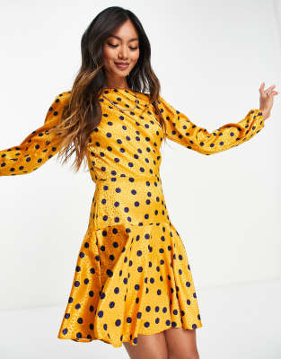 True Violet long sleeve skater dress in spot | ASOS