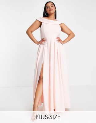 True Violet Plus prom dress with pockets in blush pink | ASOS