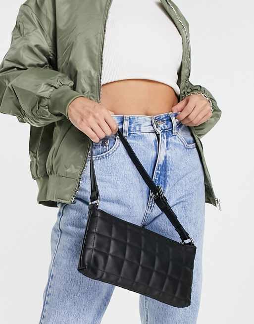 Truffle Collecrion quilted rectangle shoulder bag in black | ASOS